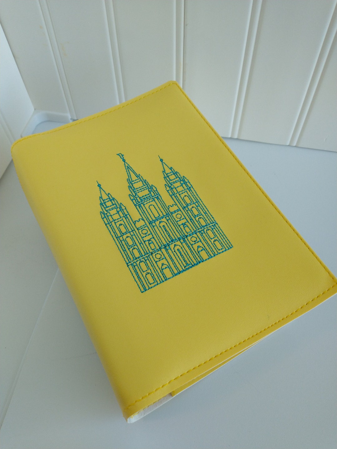 Yellow W/ Teal Salt Lake Temple Regular Size LDS Quad Faux Leather ...