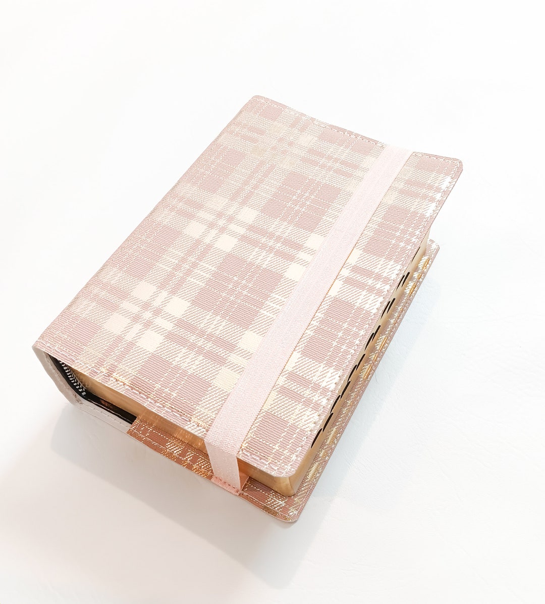Blush W/ Gold Plaid Regular Size LDS Quad Faux Leather Scripture Cover ...