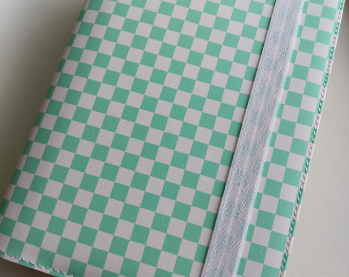 Mint Green and White Checkered Regular Size LDS Quad Simulated Leather ...