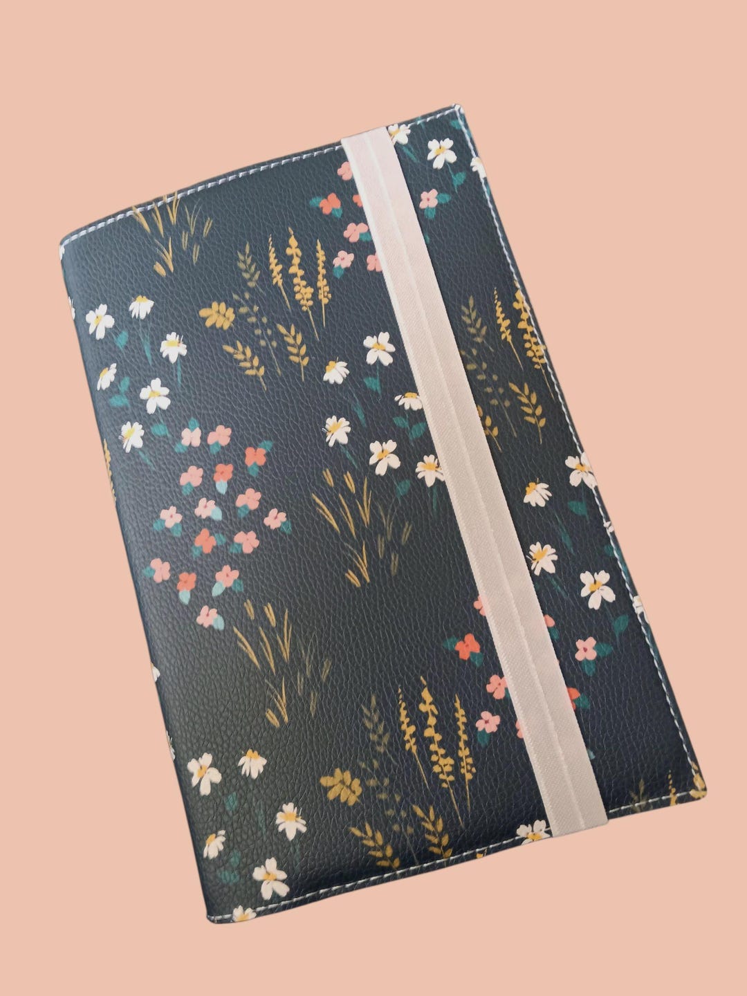 Blue Floral Simulated Leather Large Print LDS Quad Slip Cover, Large ...