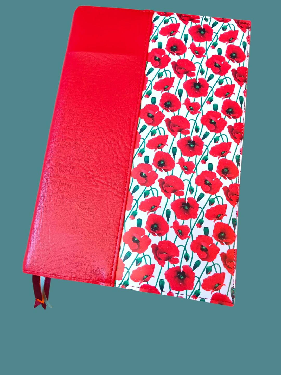 Large Print LDS Quad Simulated Leather Slip Cover, Red Poppy LDS Quad ...
