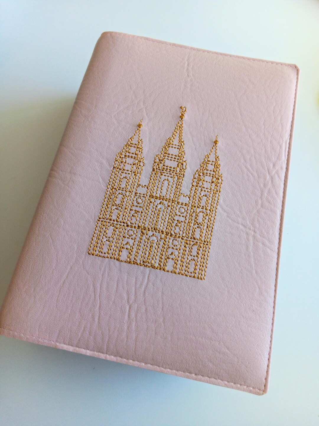 Blush With Gold Salt Lake Temple Simulated Leather Standard Size Quad ...