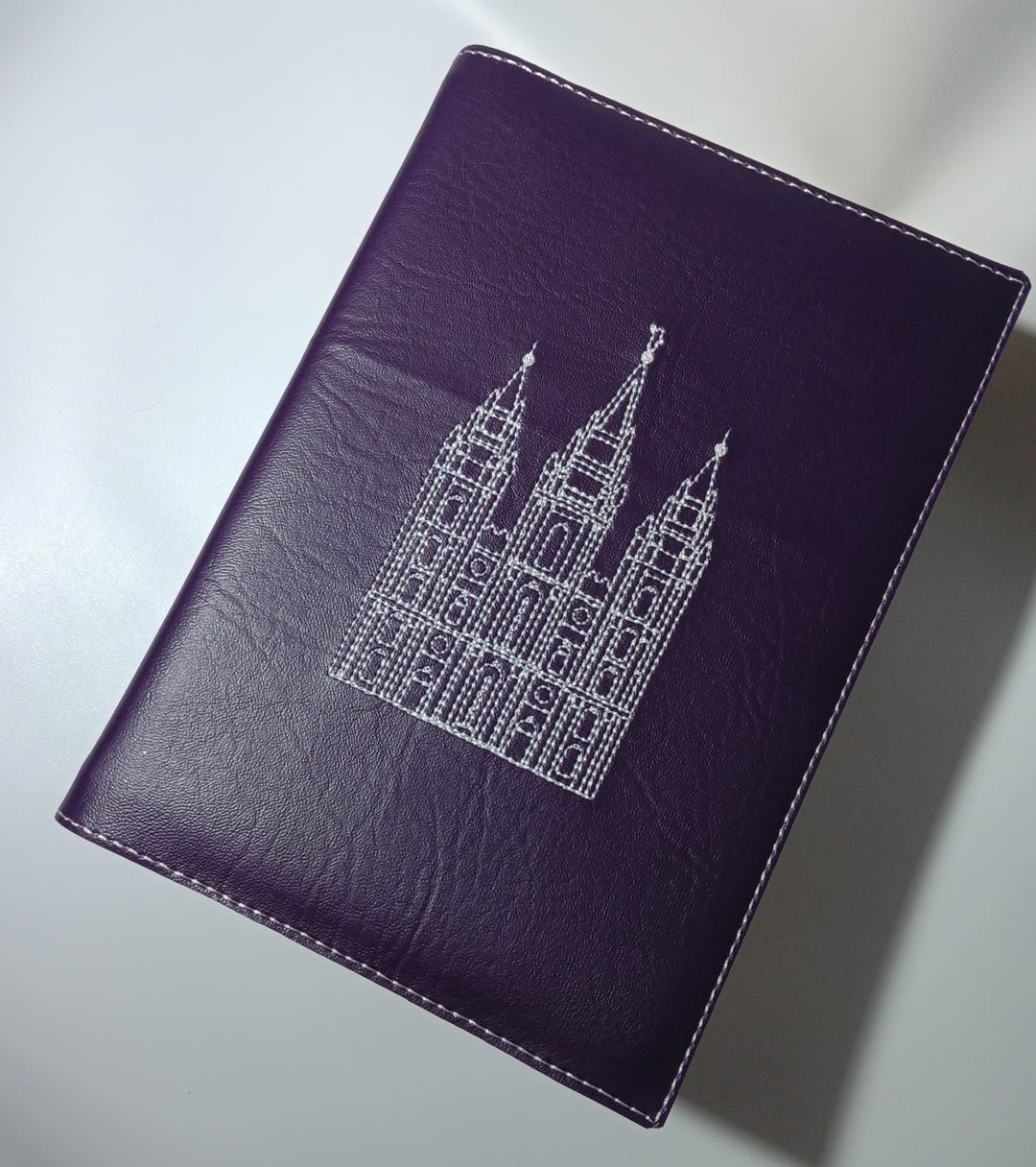 Purple Simulated Leather Scripture Cover: Salt Lake Temple Embroidery ...