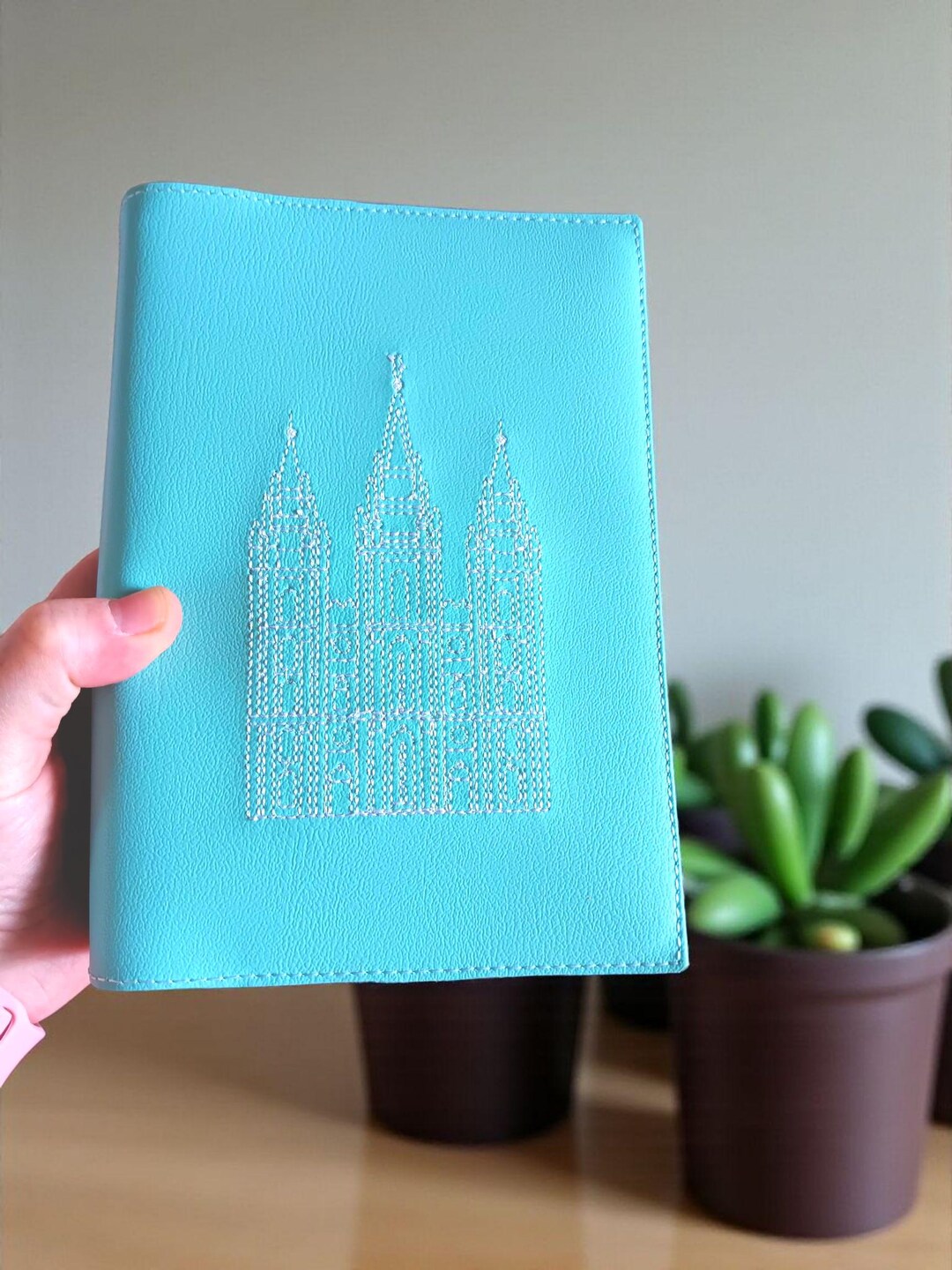 Aqua Salt Lake Temple LDS Scripture Slipcover: Simulated Leather Quad ...