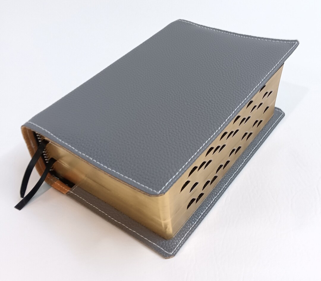 Grey Faux Leather, Regular Size LDS Quad Scripture Cover, Grey ...