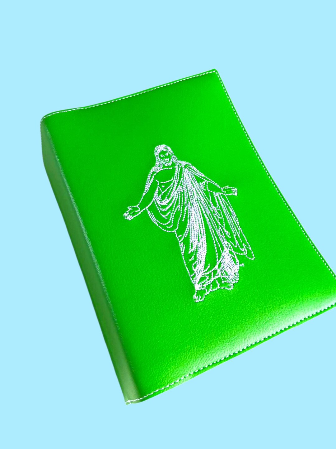 Green Christus Regular Size LDS Quad Faux Leather Slip Cover, LDS ...