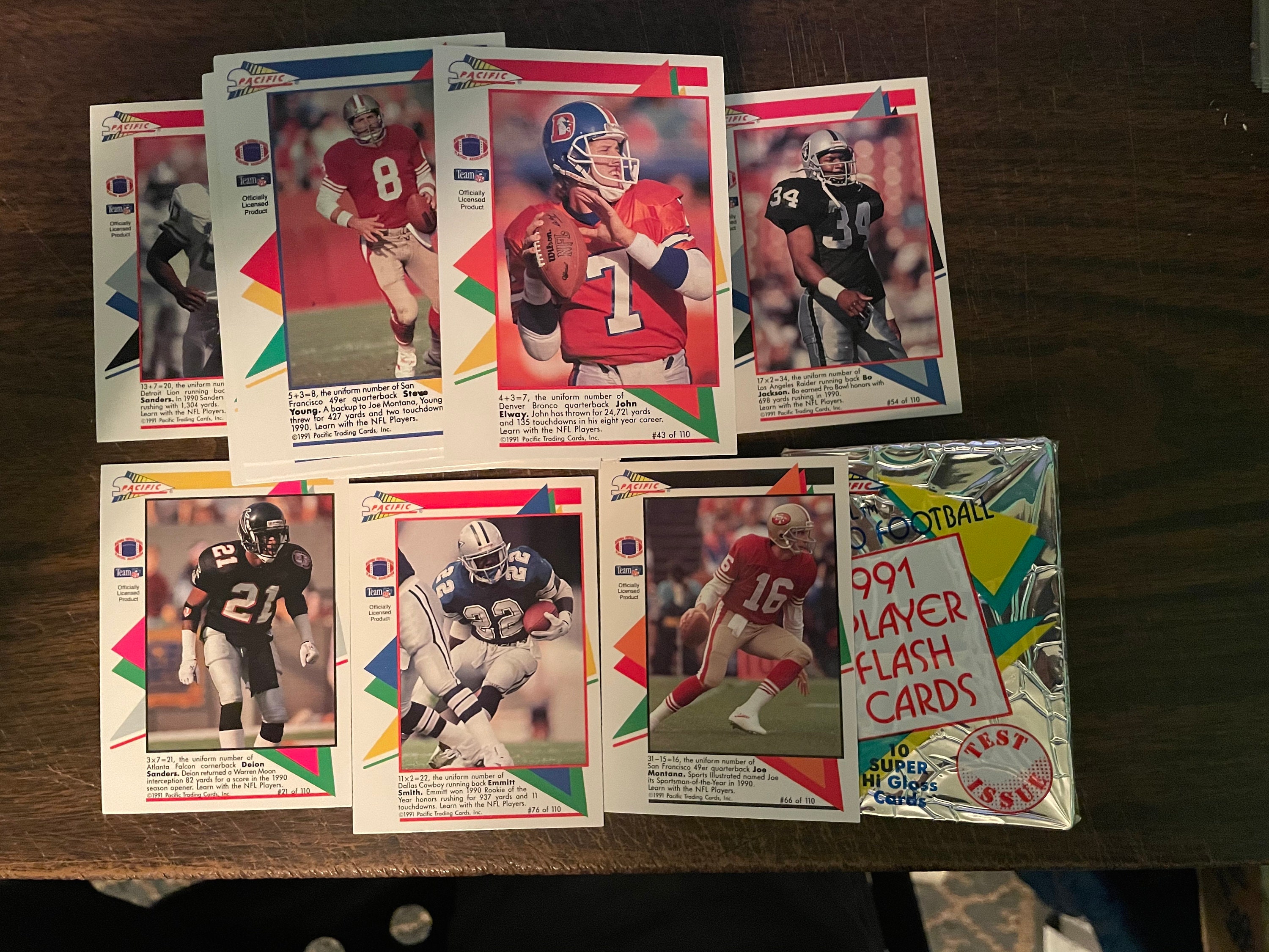 Rare! 1991 Pacific NFL Flash Cards Test Issue Set (110 Card ) Montana ...