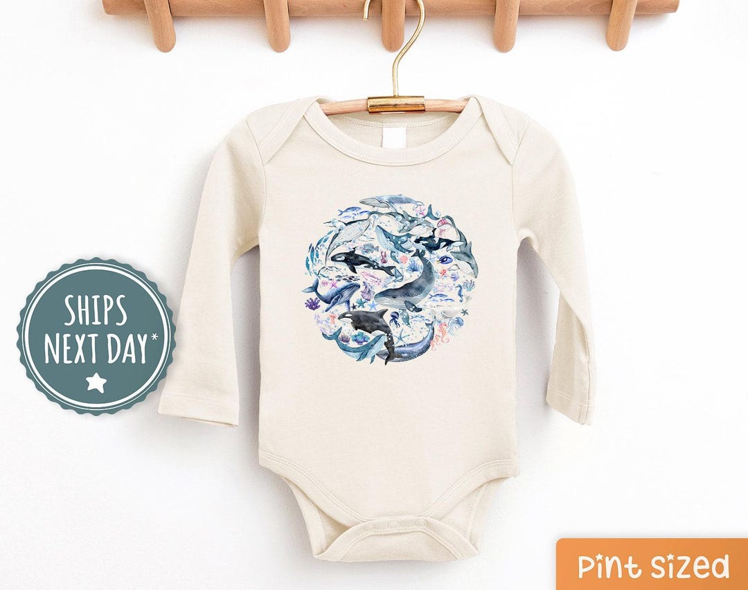 Ocean Creatures Baby Onesie® - Cute Whale Bodysuit - Hipster Sea Animal ...