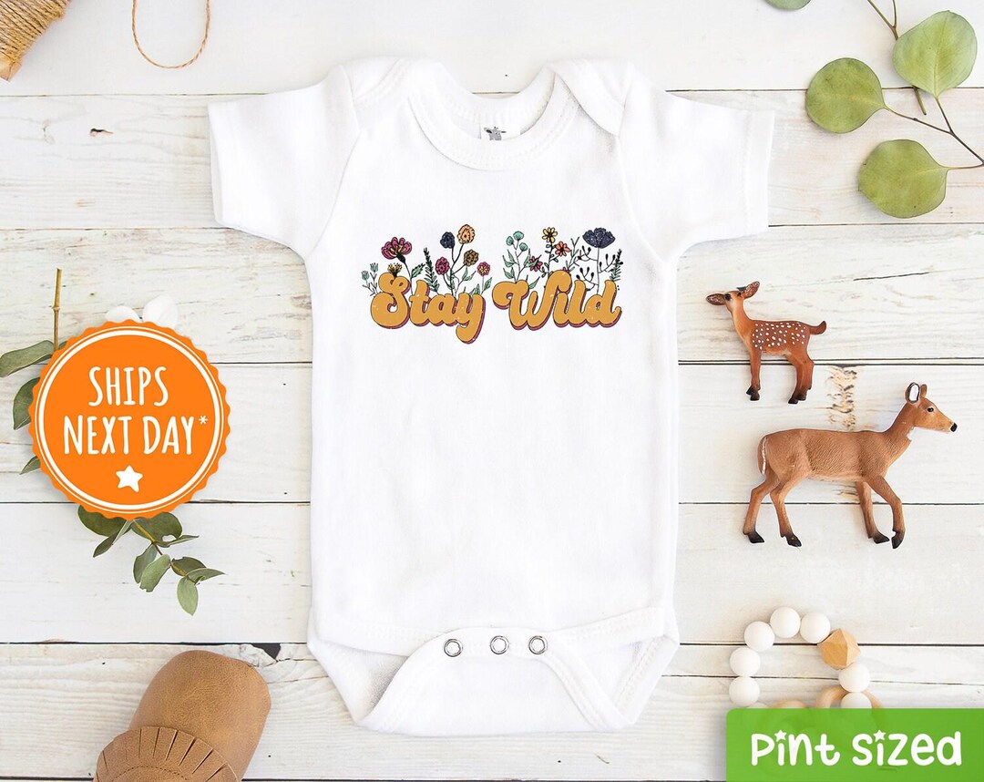 Retro Stay Wild Baby Onesie® - Cute Vintage Wildflower Baby Gift - Wild ...