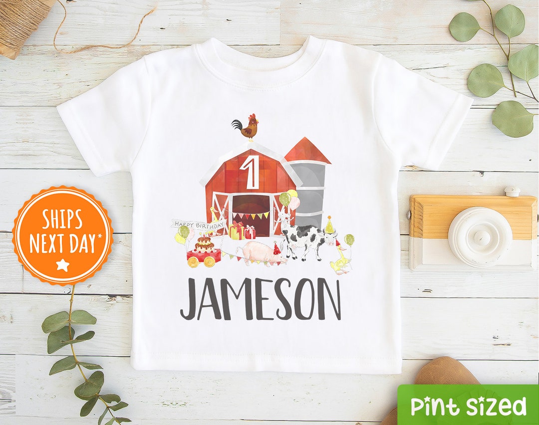 First Birthday Farm Shirt Personalized One Barn Animals Birthday Boy ...