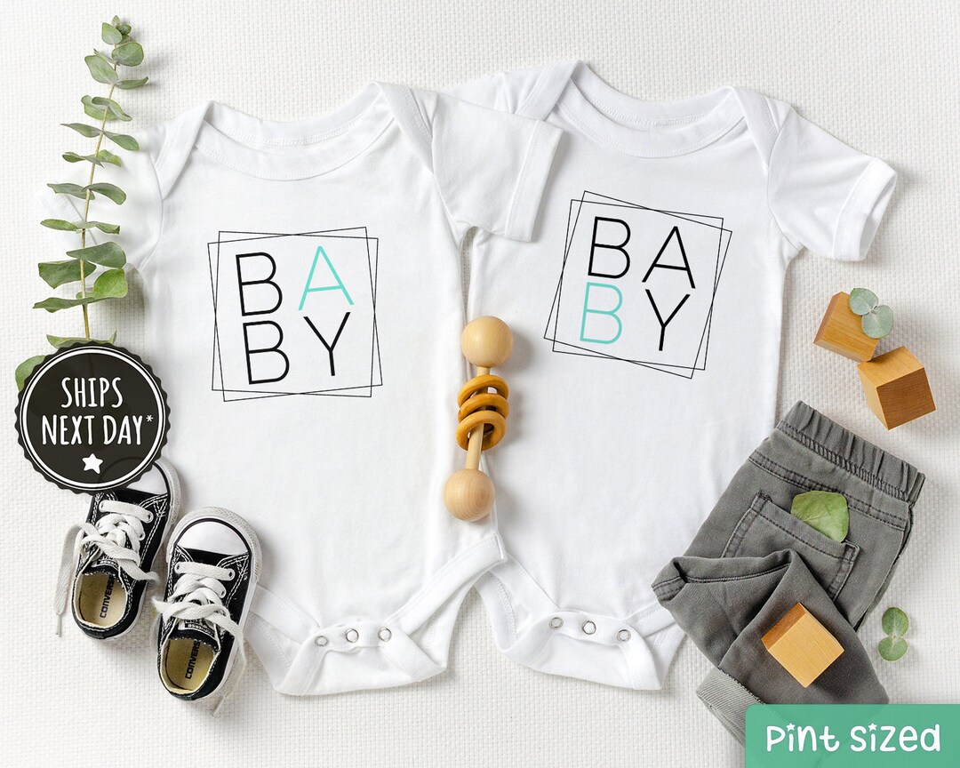 Twin Onesie® Set Cute Baby A Baby B Twin Bodysuit Set Funny Unisex Twin ...