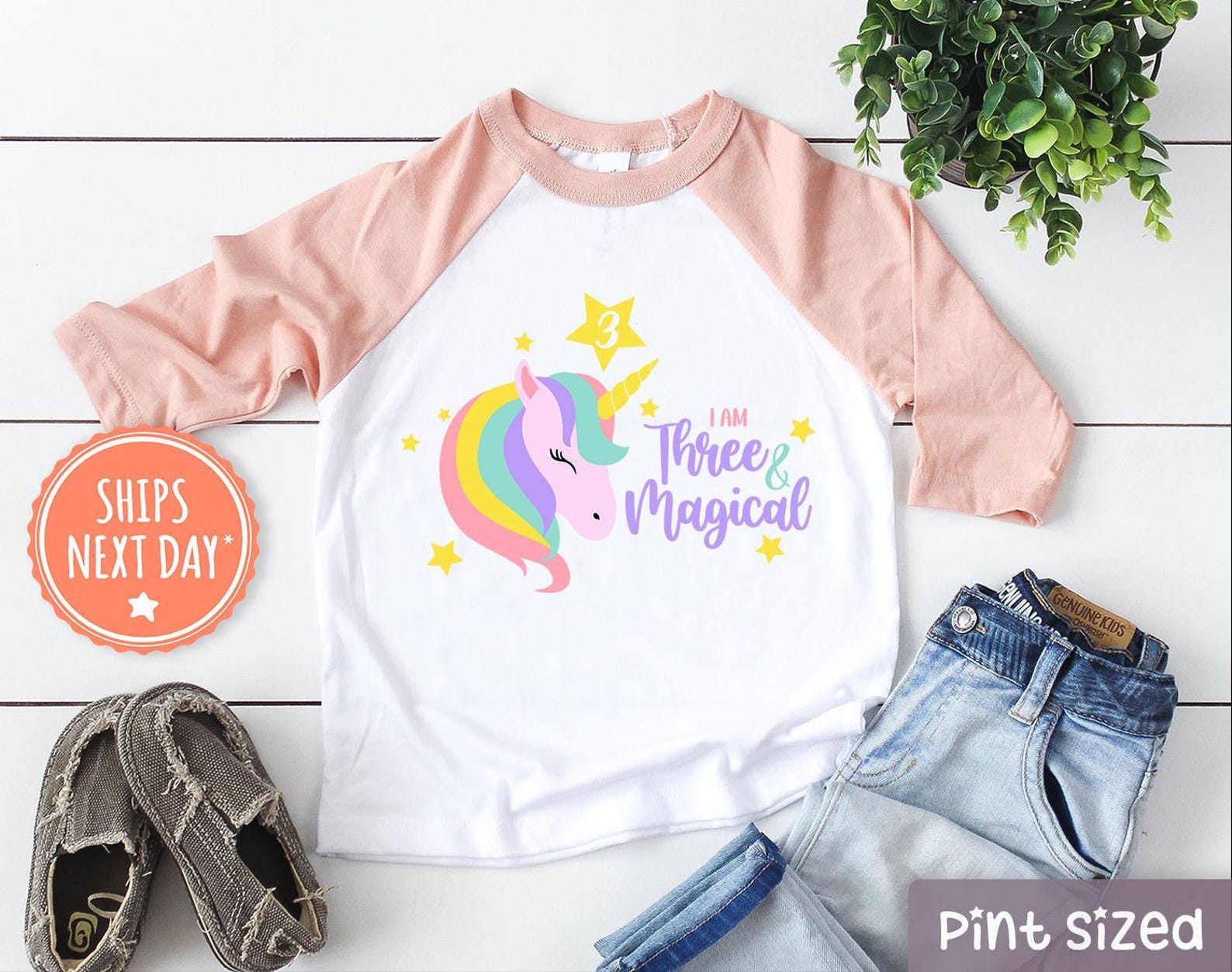 I Am Three and Magical Birthday Girl Toddler Shirt - 3rd Birthday ...