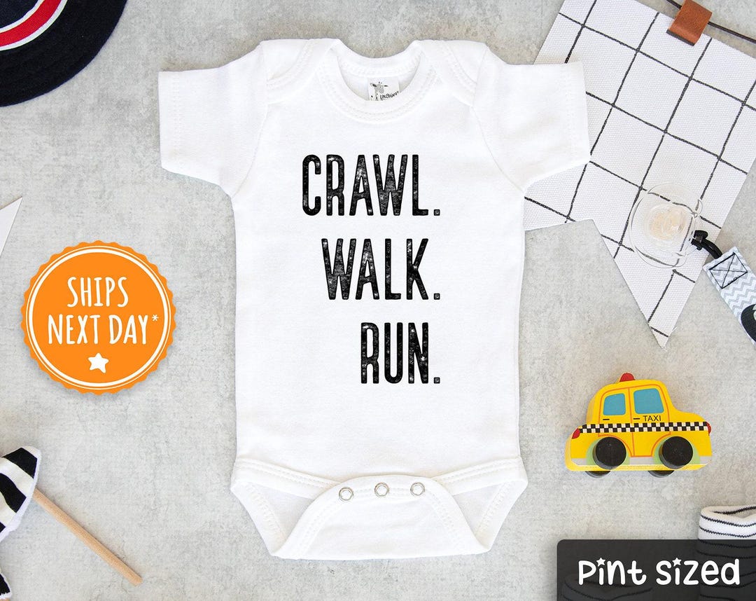 Runner Baby Onesie® - Crawl- Walk- Run Baby Onesie® - Cute Marathon ...