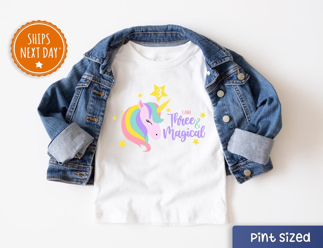 I Am Three and Magical Birthday Girl Toddler Shirt 3rd Birthday Unicorn ...