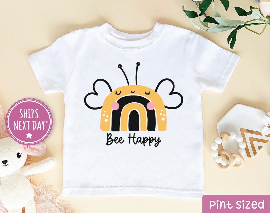 Bee Happy Kids Shirt Cute Honey Bee Rainbow Toddler Shirt Bumble Bee ...