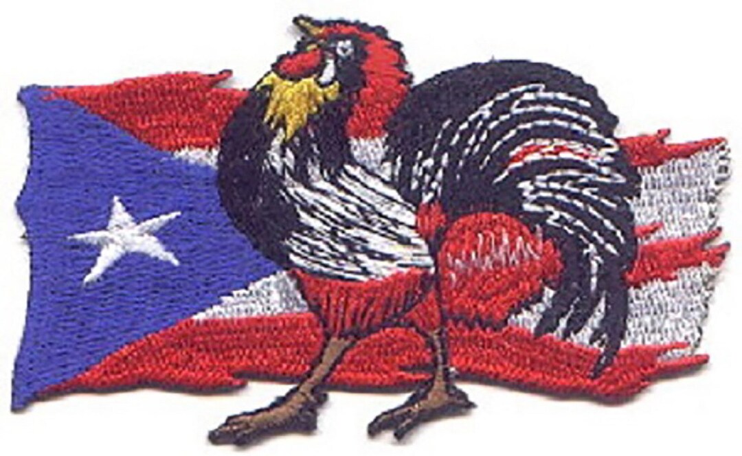 10 Pcs Rooster on Puerto Rico Flag Embroidered Patches 5"x3" Iron-on - Etsy