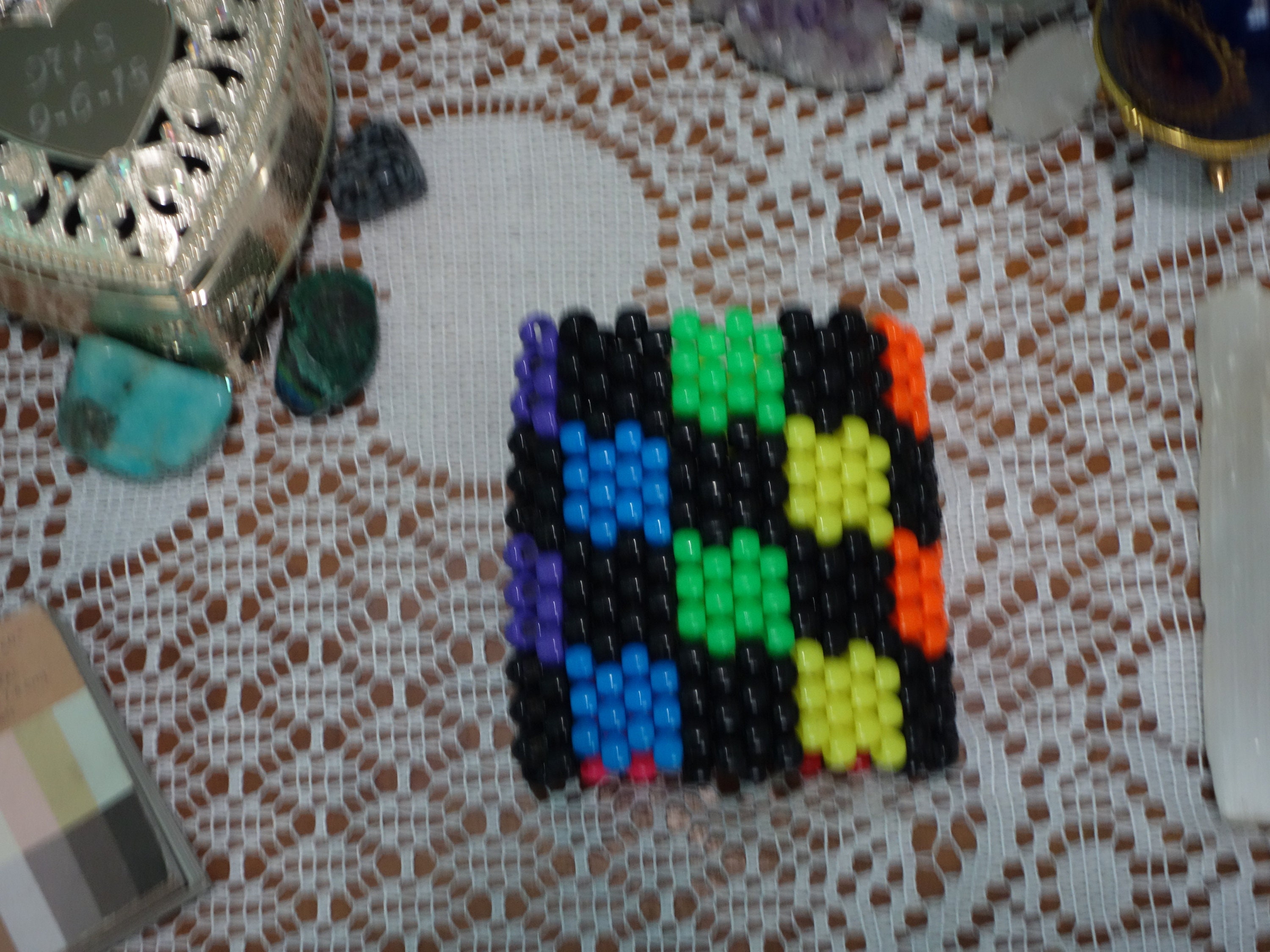 Raindbow Checkered Kandi Cuff - Etsy