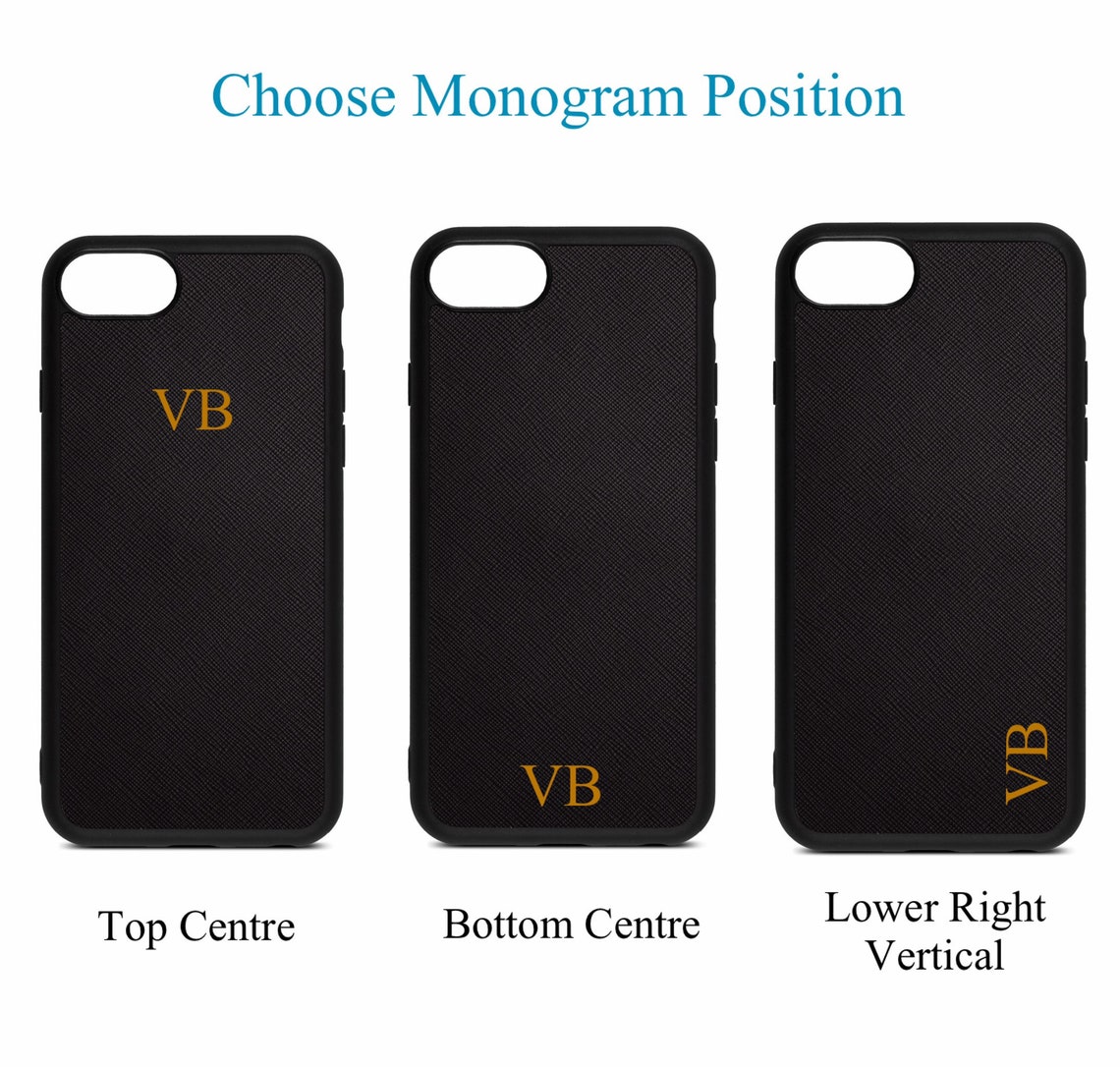 Personalised Iphone 12 Case. Monogrammed Black Saffiano - Etsy