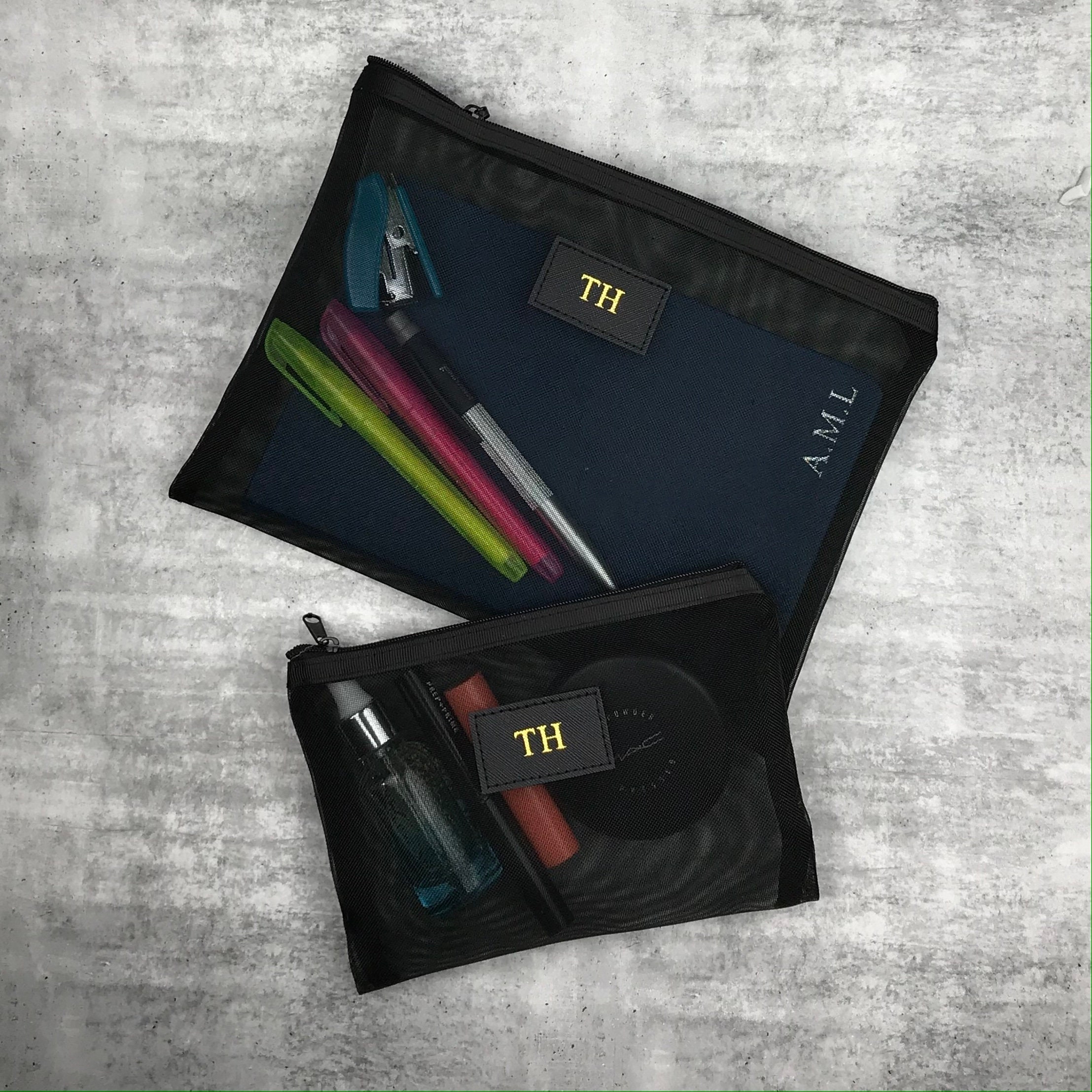 Personalised Monogrammed Transparent Mesh Pouch Large Mesh - Etsy Australia