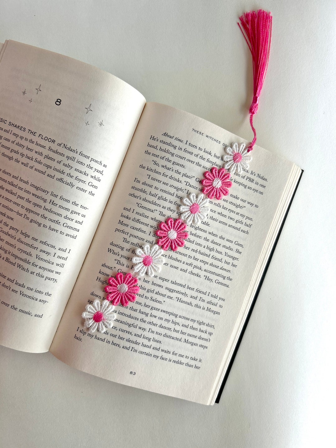 Daisy Chain Bookmark Tassel Bookmark Embroidery Rainbow Daisies Pink ...