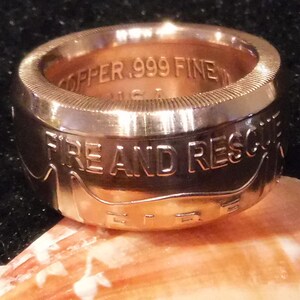 Fire and Rescue-first Responders .999 Fine Copper Coin Ring. Impressive ...