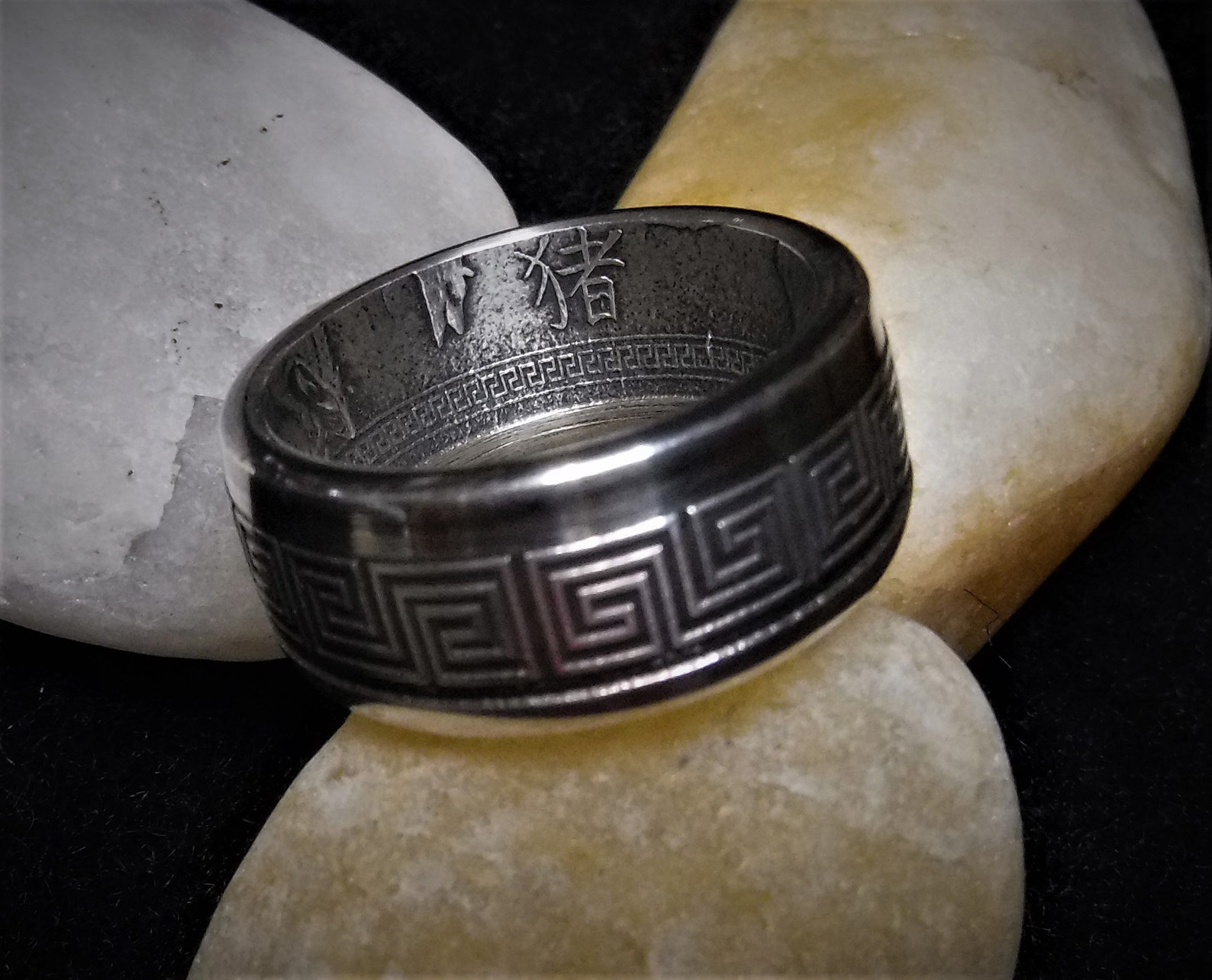 Magnificent! .999 Pure Silver Year of the Boar Coin Ring/wedding Band ...