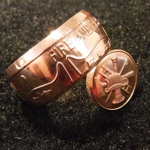 Fire and Rescue-first Responders .999 Fine Copper Coin Ring. Impressive ...