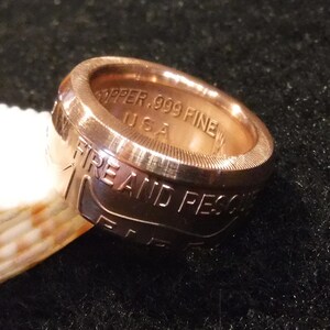 Fire and Rescue-first Responders .999 Fine Copper Coin Ring. Impressive ...