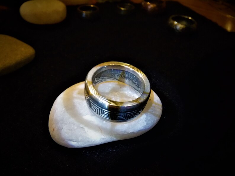 Magnificent! .999 Pure Silver Year of the Boar Coin Ring/wedding Band ...