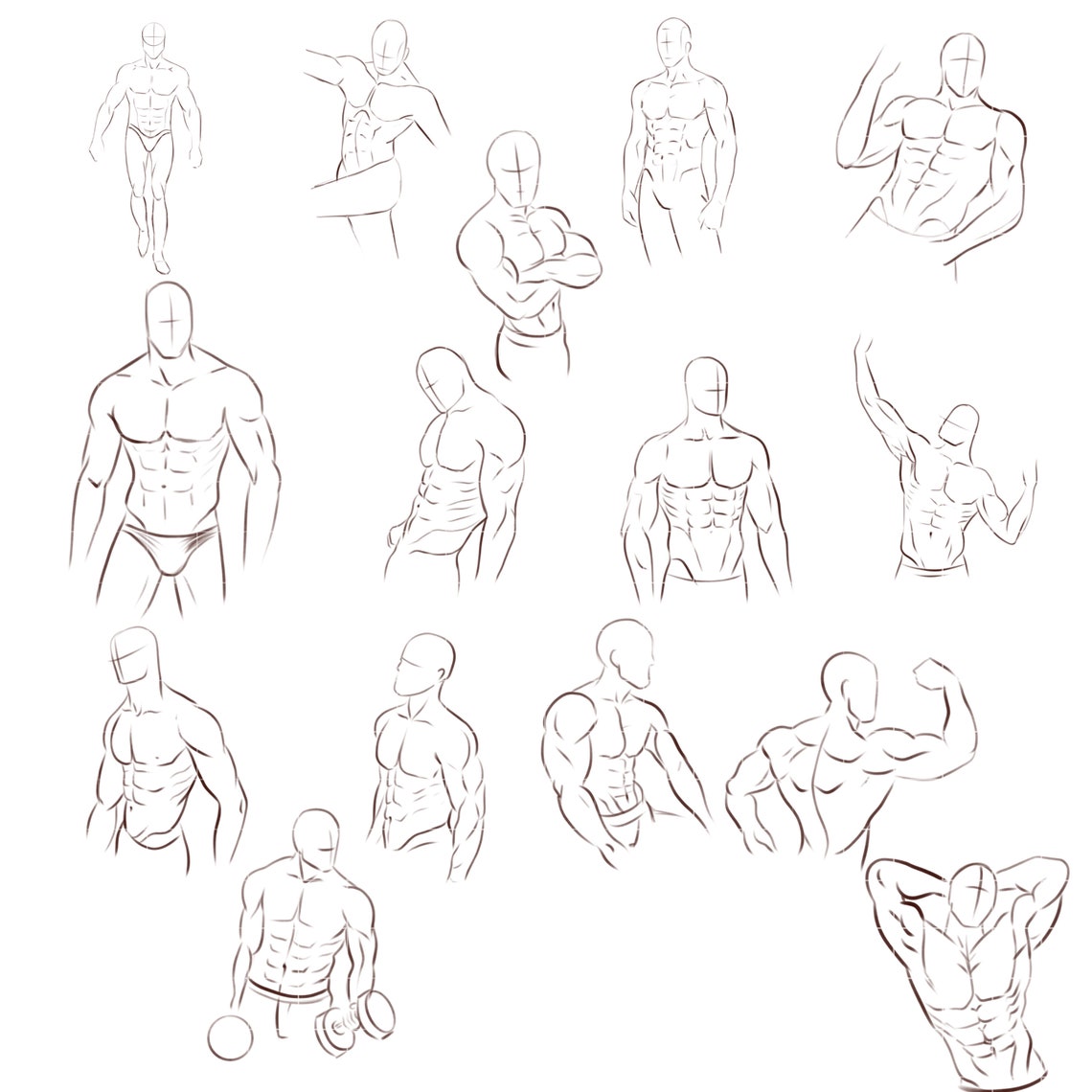 Realistic male Body Poses Stamps for Procreate Procreate Men | Etsy