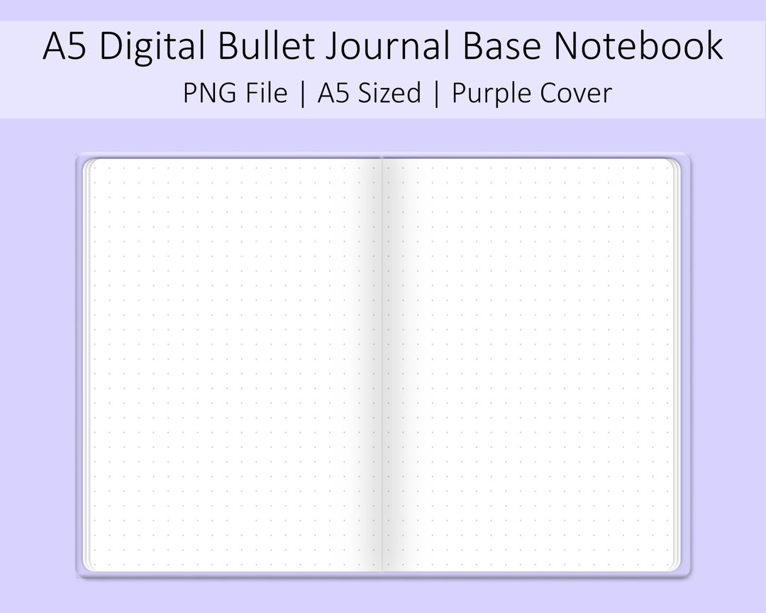 A5 Digital Bullet Journal Base Notebook | Pastel Purple | PNG File - Etsy