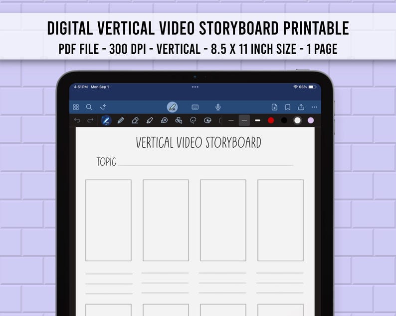 Vertical Video Storyboard Template: Content Creator Planner (PDF ...
