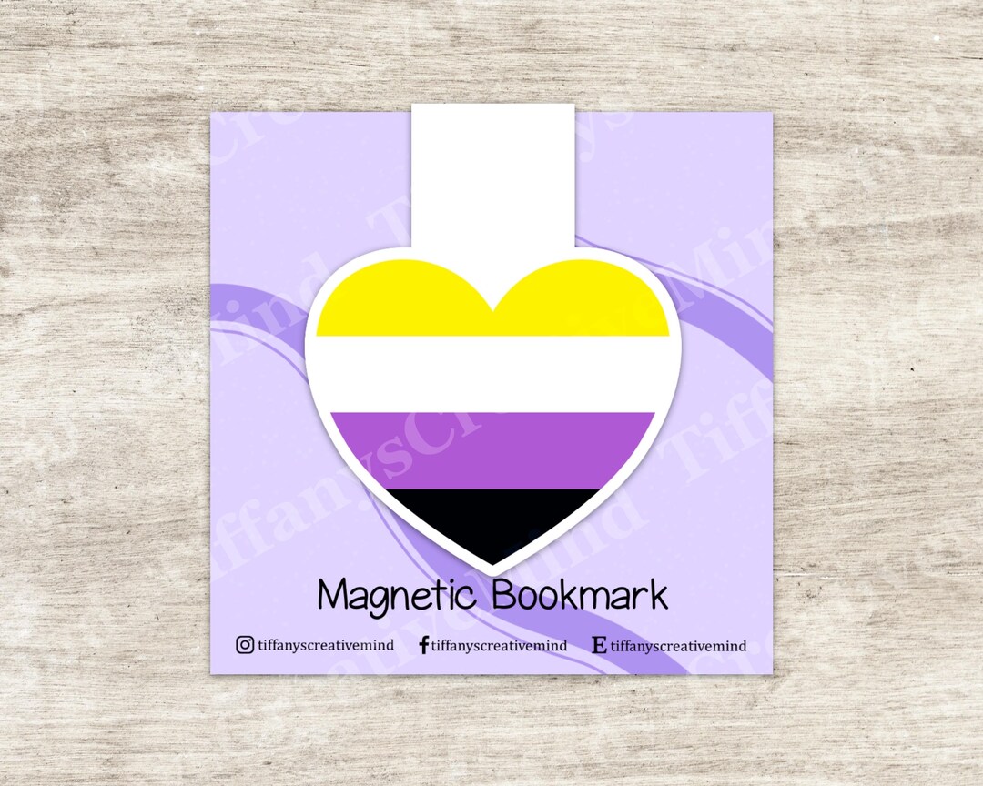 Non-binary Heart Die Cut Magnetic Bookmark - LGBTQ+ Bookmark - Die Cut ...