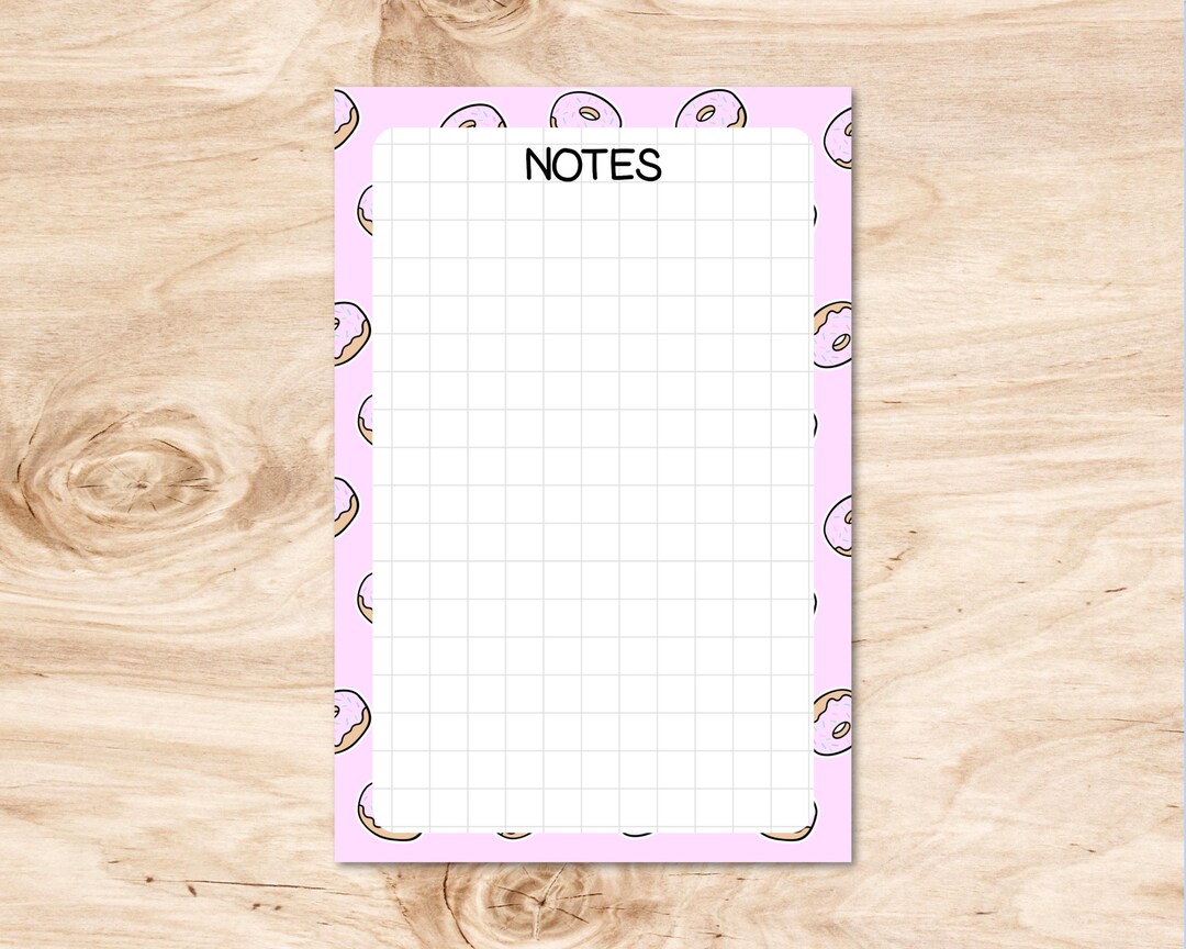 4x6 Donut Pattern Pastel Pink Notepad | Cute Donut Notepad | Cute ...