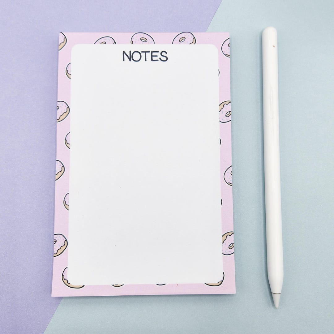 Donut Pattern Notepad: Pastel Pink Stationery (4x6), Blank, Dot Grid ...