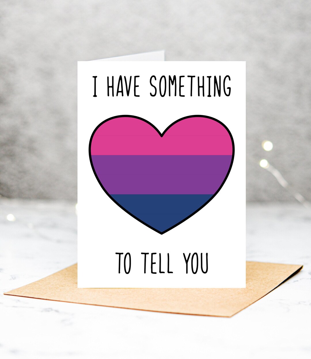 Bisexual Pride Heart Greeting Card: Coming Out Announcement (5x7 Inch ...