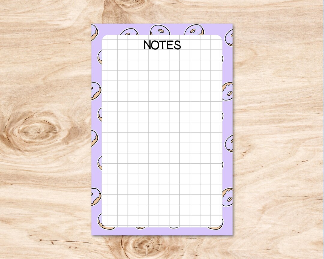 4x6 Donut Pattern Pastel Purple Notepad | Cute Donut Notepad | Cute ...