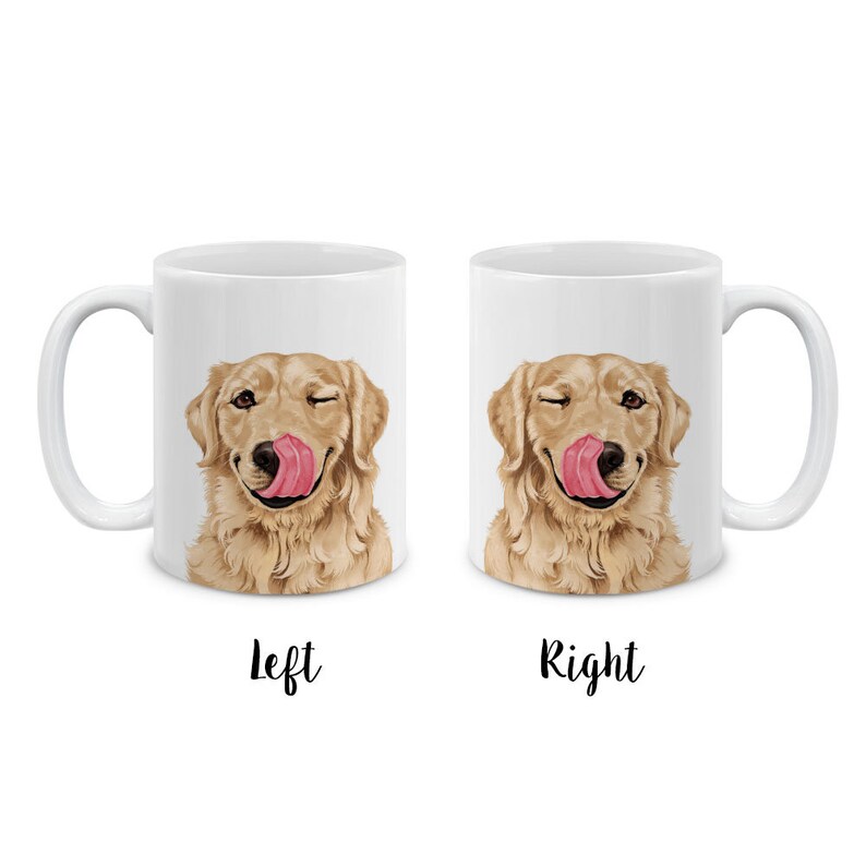 Wink Golden Retriever Dog Coffee Drink Mug, Puppy Full Portrait, Ideal ...