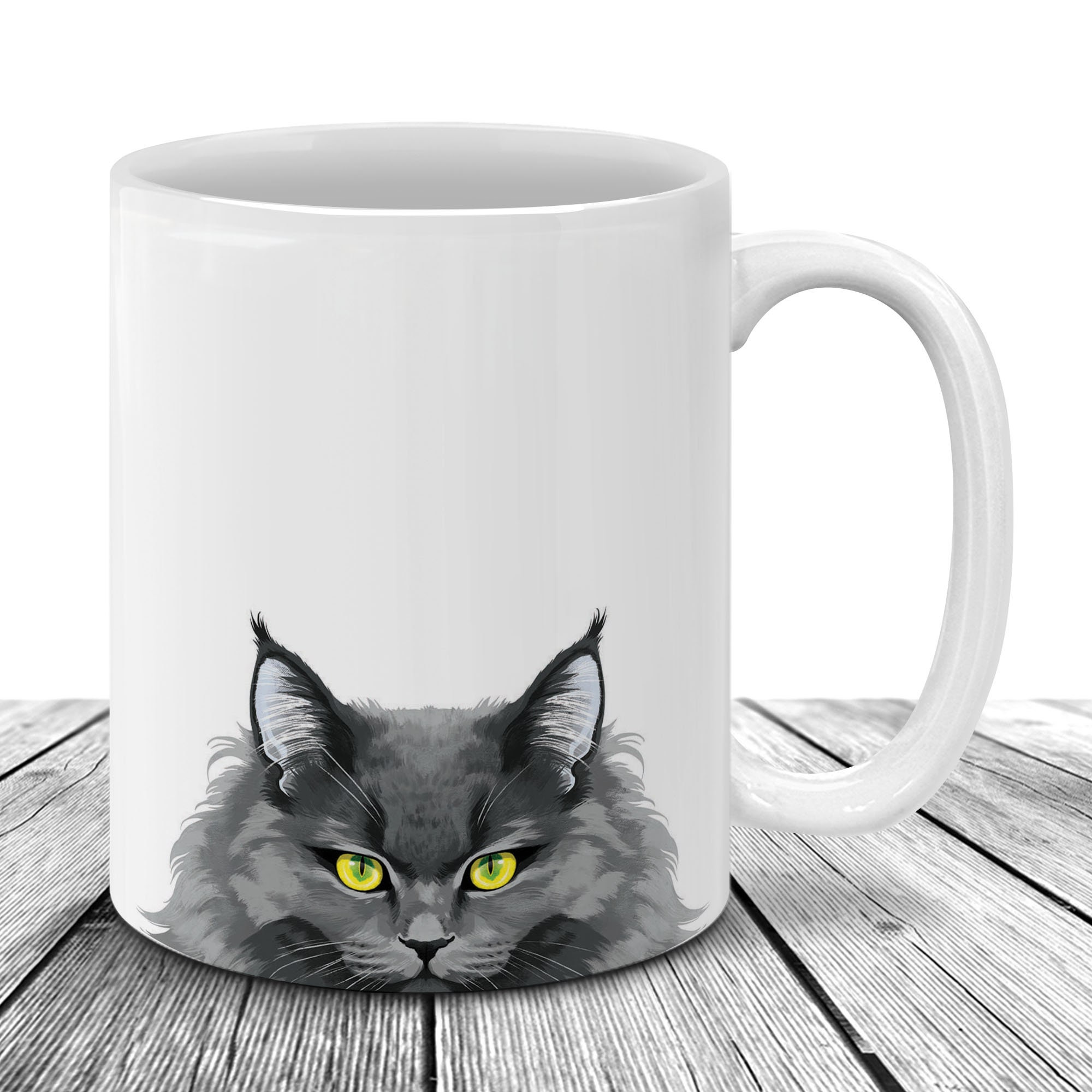 Smoke Gray Nebelung Longhair Cat Coffee Drink Mug Kitten Half - Etsy