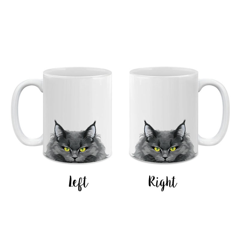 Smoke Gray Nebelung Longhair Cat Coffee Drink Mug Kitten Half - Etsy