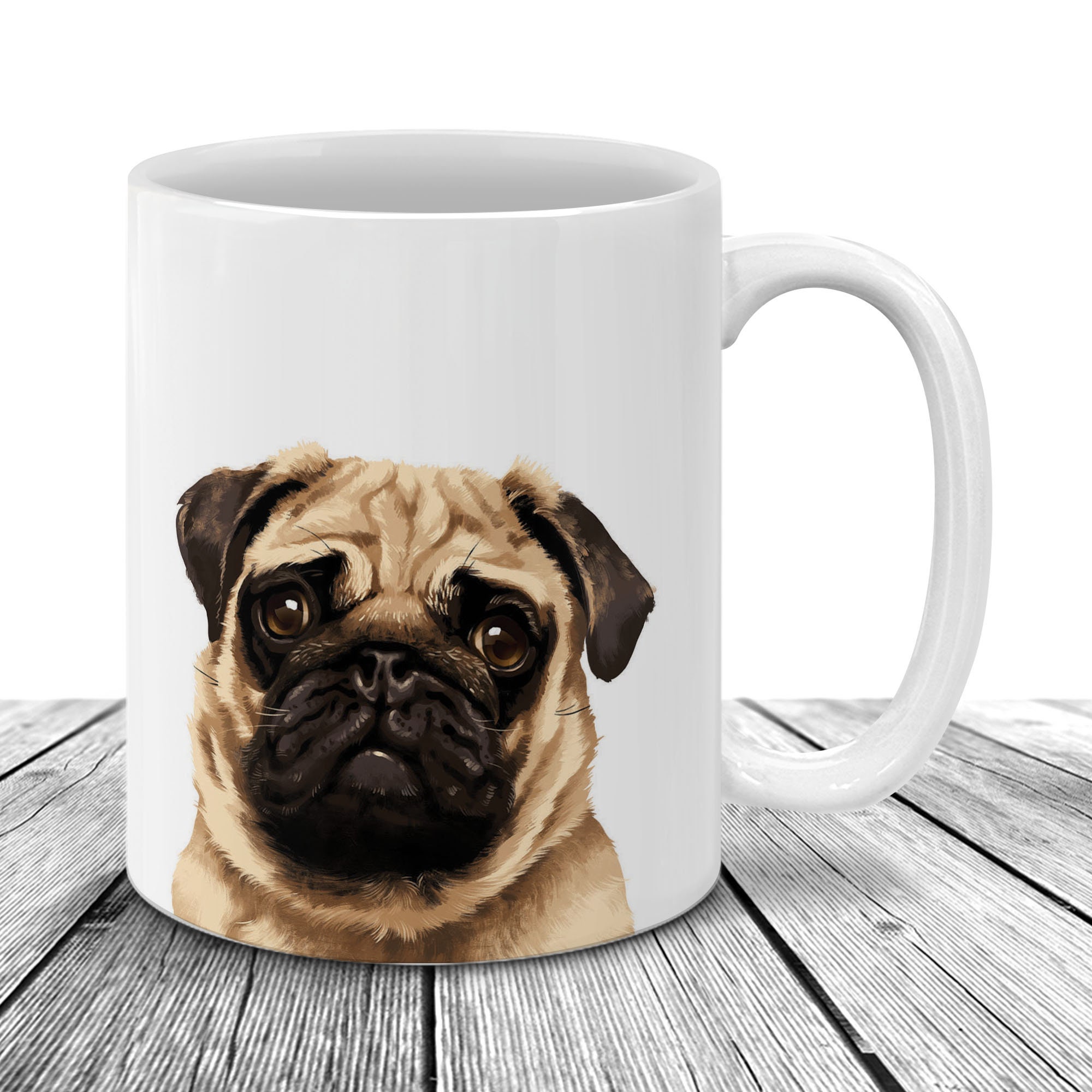 Pug Face Dog Coffee Drink Mug Puppy Full Portrait Ideal Gift - Etsy