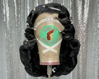 1950’s Inspired Lace Front Wig in Style “glam” W/victory Roll - Made to ...