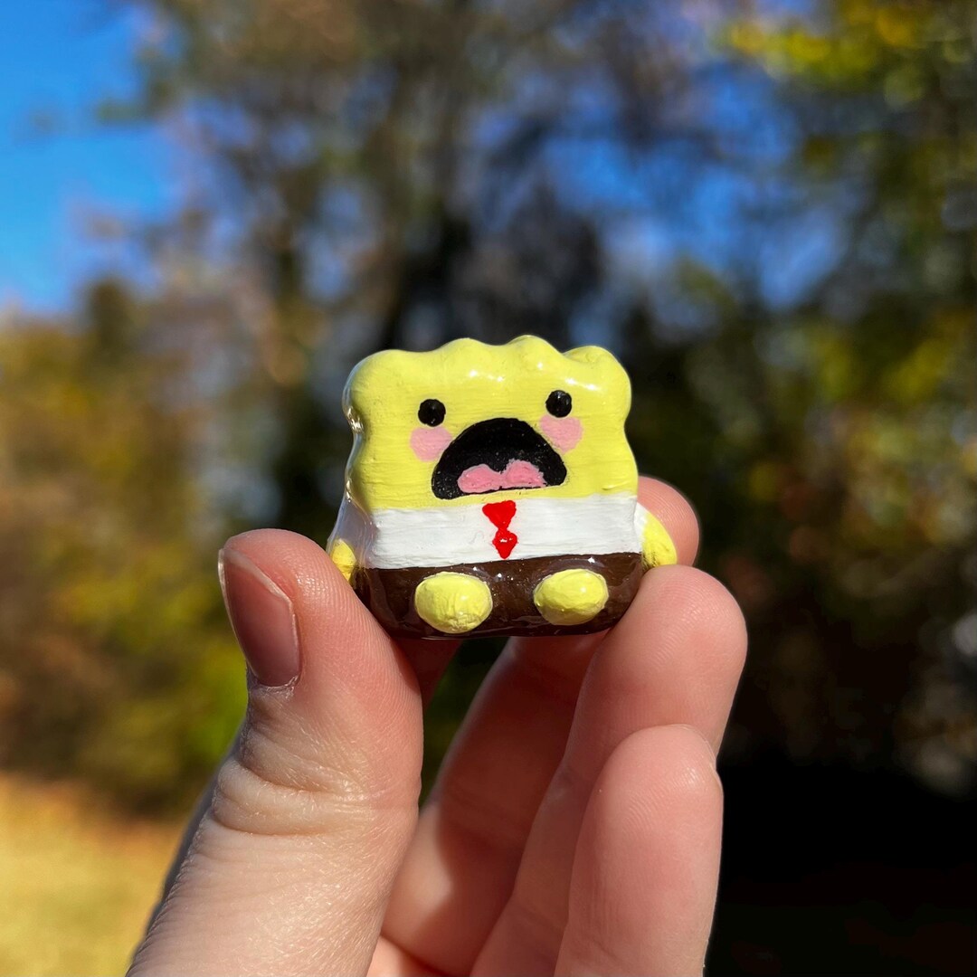 Cute Hand Sculpted Sponge, Hand Painted, UV Resin, Adorable, Unique ...