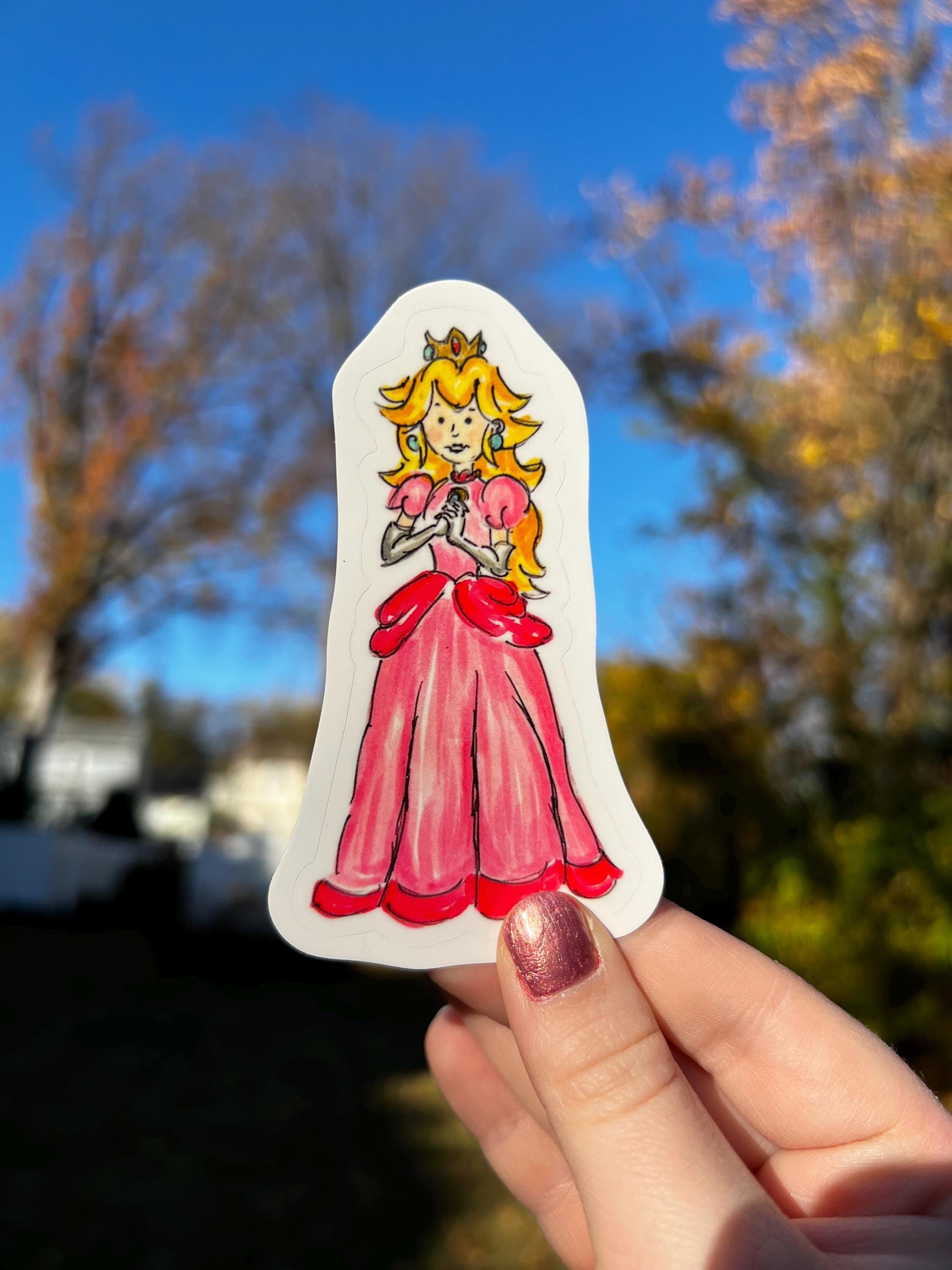 Princess Peach Sticker, Cute, Hand Sketched, Alcohol Markers, Adorable ...