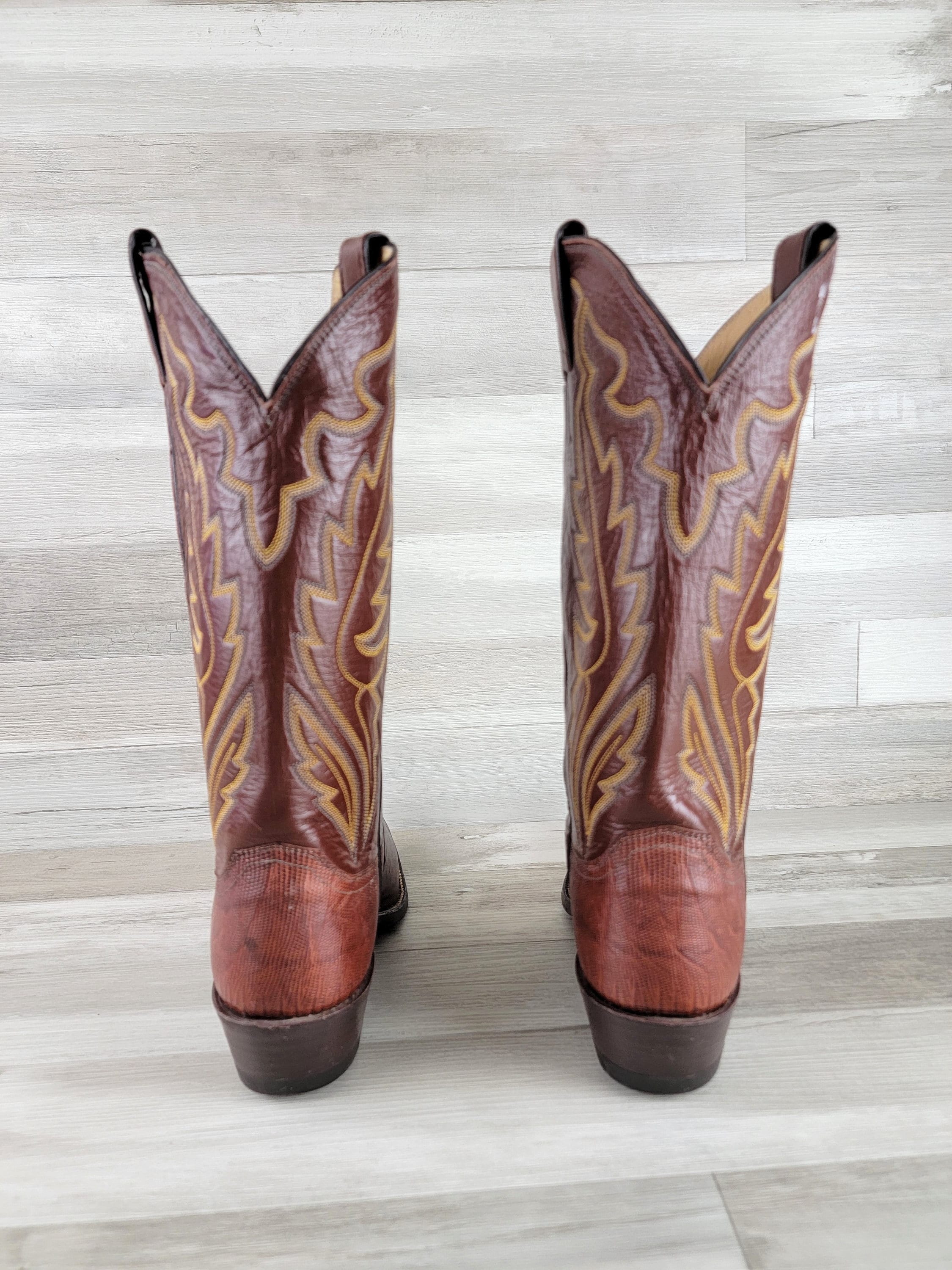 Vintage Justin Western Reptile Leather Pull-on Cowboy Boots NEW Size 9E ...