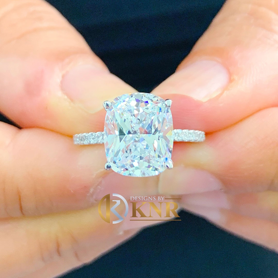 Stunning Large 4.25ct Solitaire 14K Solid White Gold Rectangular ...