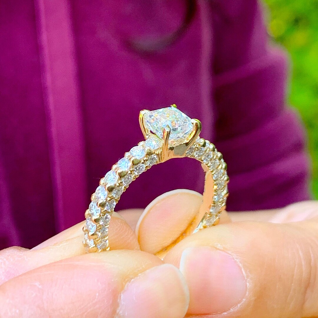 Asscher Cut and Round Cut Sides Simulated Three Sided Diamonds ...