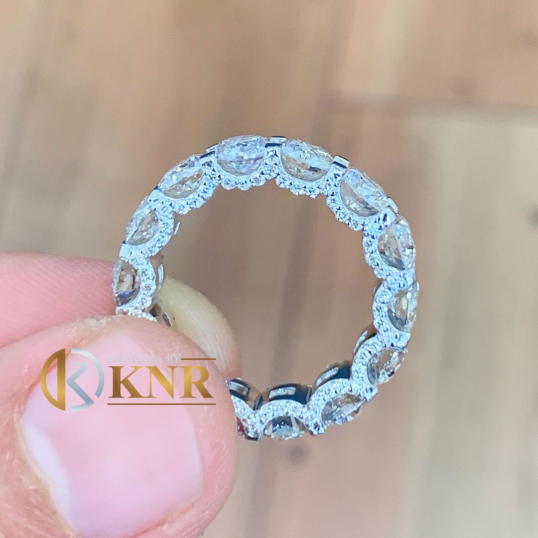 HUGE Three Sided 14K Solid White Gold Round Cut Simulated Diamonds ...
