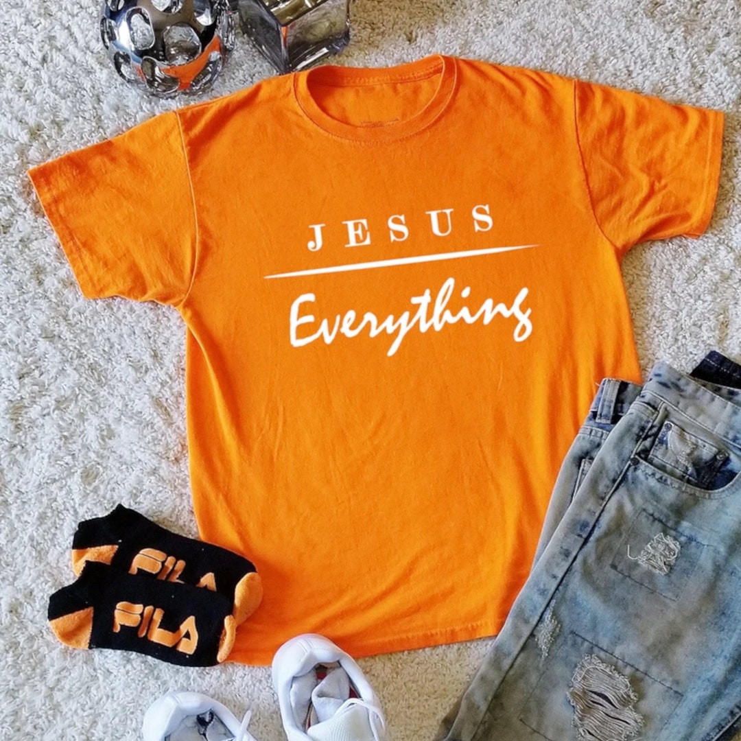 Jesus Over Everything Christian Jersey Tee Shirt Saying in White ...