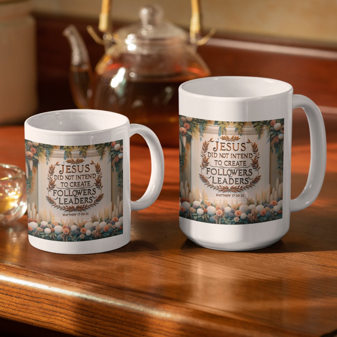 Christian Leader Mug - Jesus Quote Matthew 17:20-21 - Floral Ceramic ...
